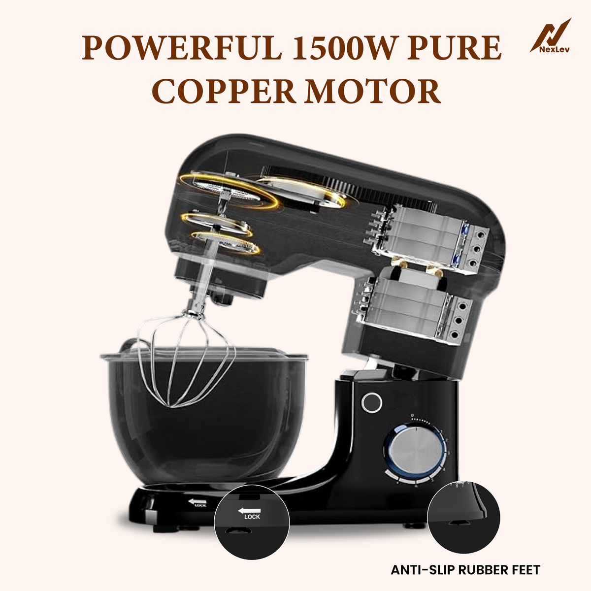 Best Stand Mixer | 1500W with 5.5L SS Bowl | Nexlev Store
